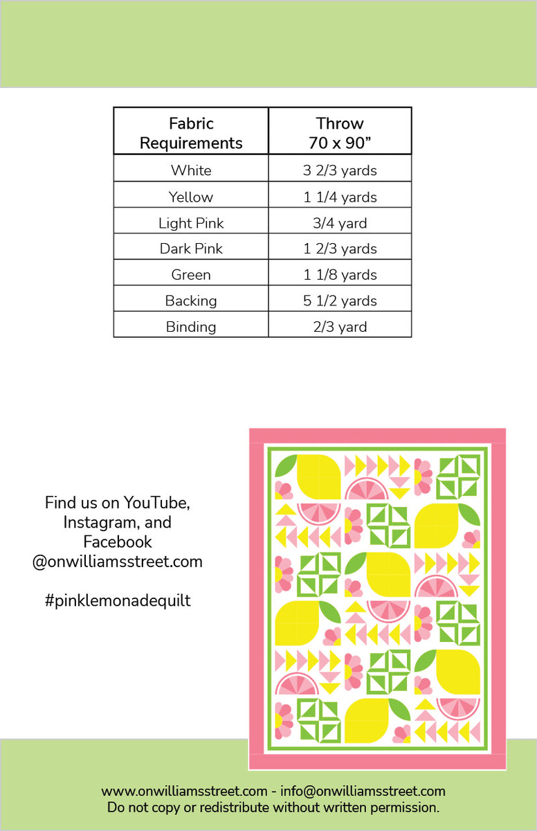Pink Lemonade Quilt Pattern - PDF Download – On Williams Street