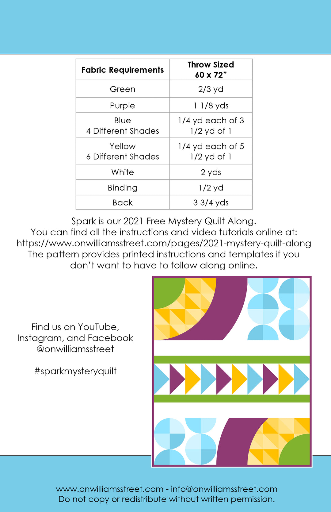 Spark Mystery Quilt Pattern – On Williams Street